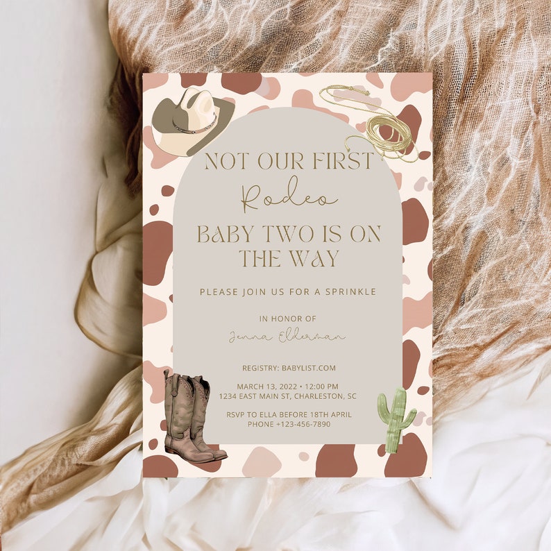 Not Her First Rodeo Baby Sprinkle Invitation Template, Not Our First ...