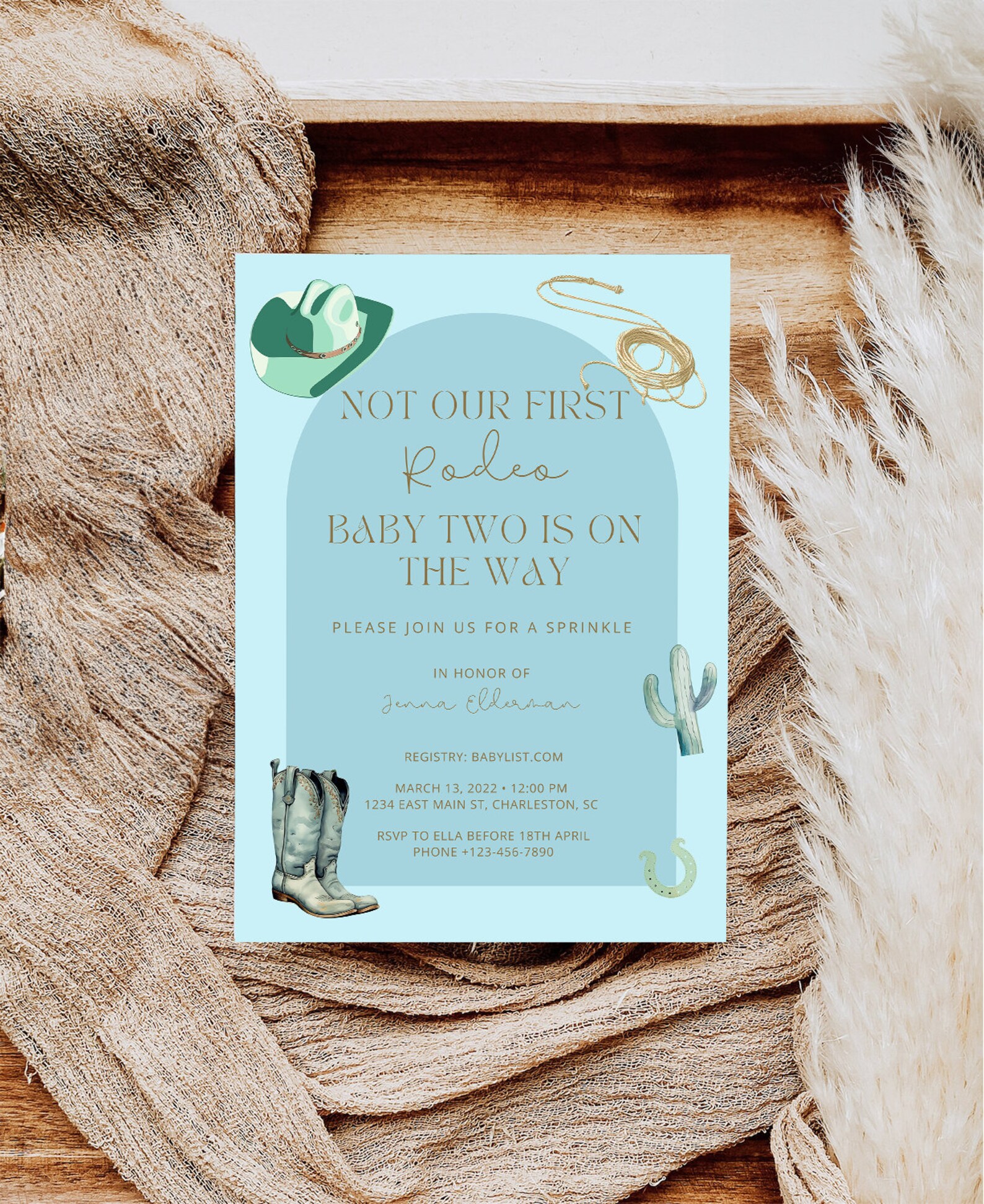 Not Her First Rodeo Baby Sprinkle Invitation Template, Not Our First ...