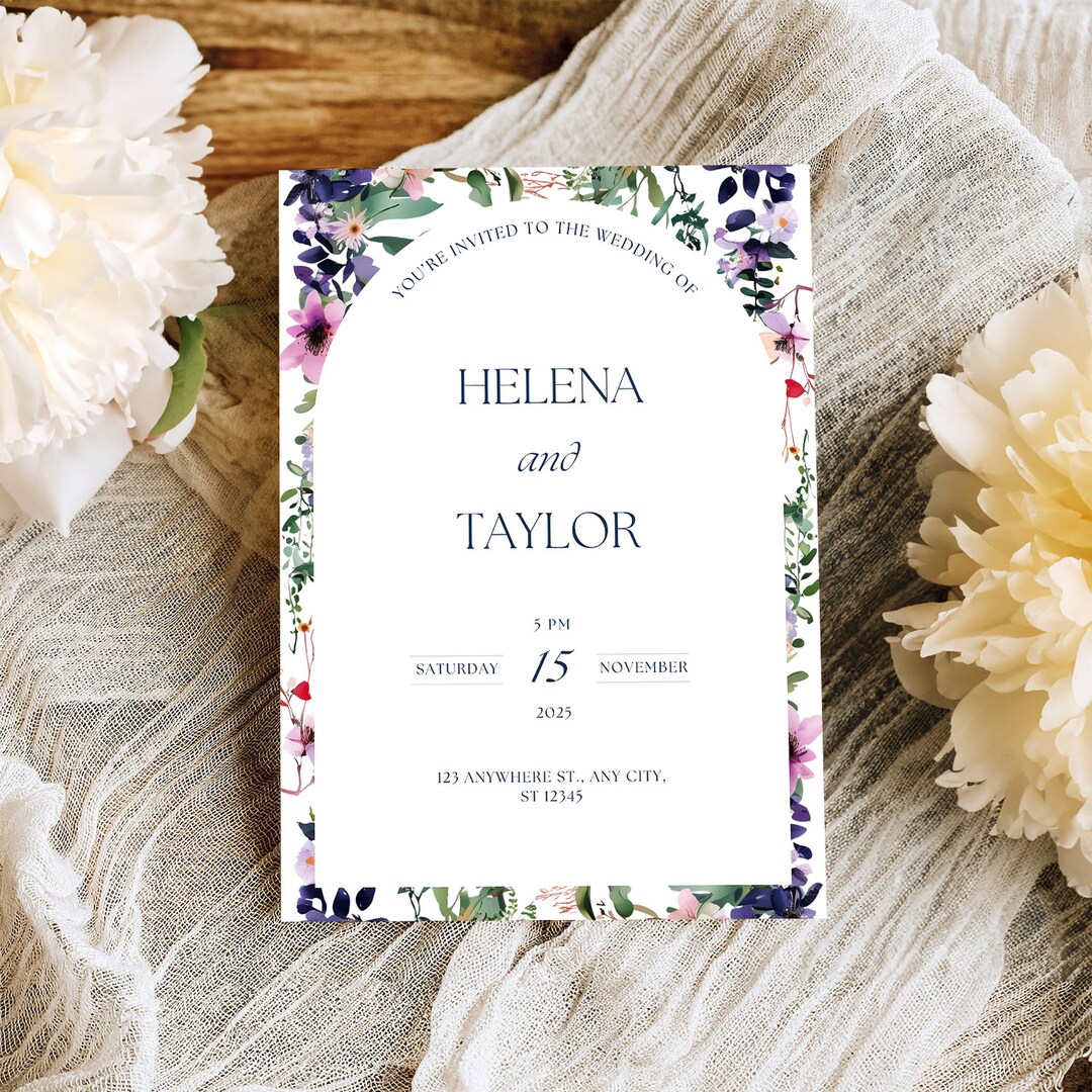 Spring Floral Wedding Invitation Set, Elegant Wedding Invitation ...