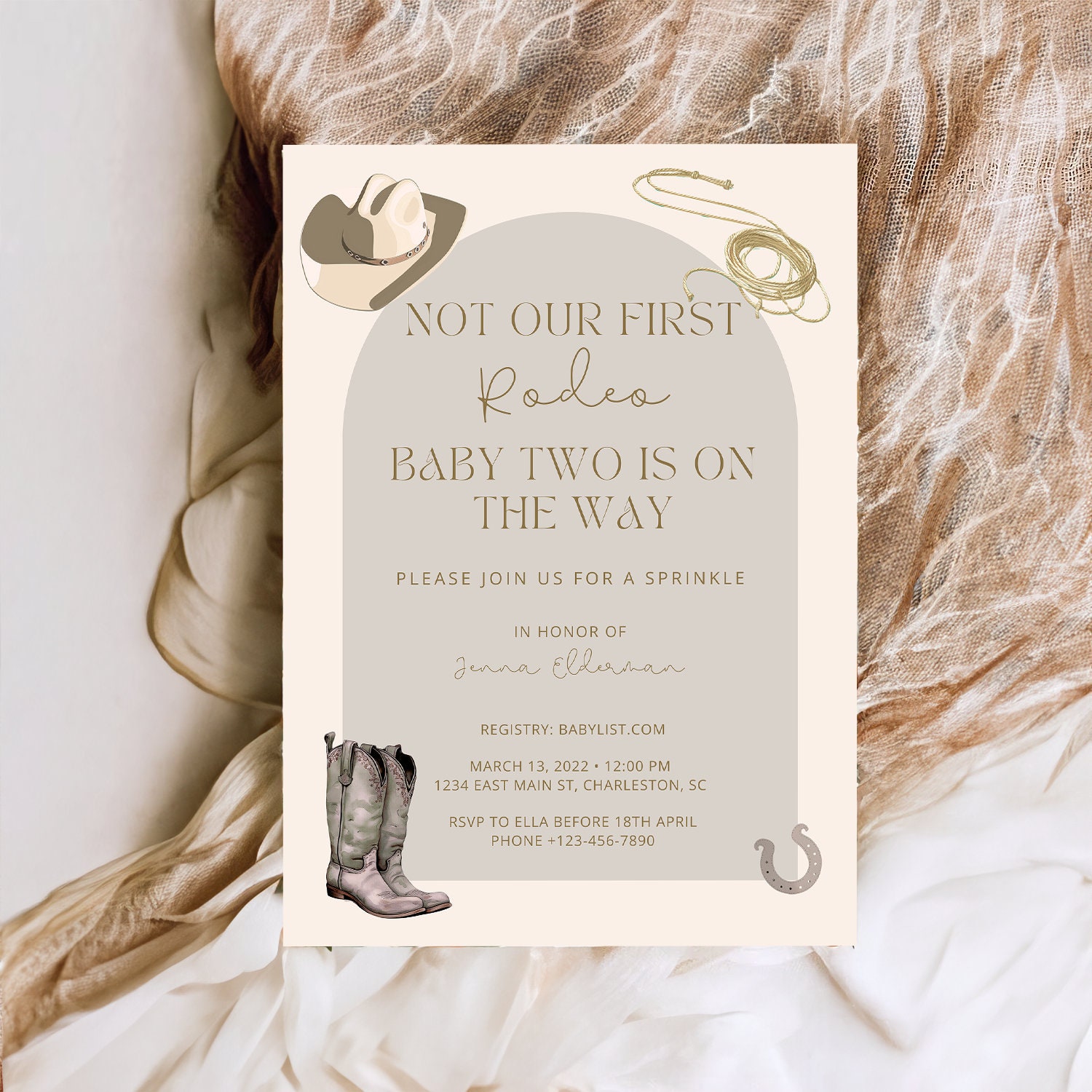 Not Her First Rodeo Baby Sprinkle Invitation Template, Not Our First ...
