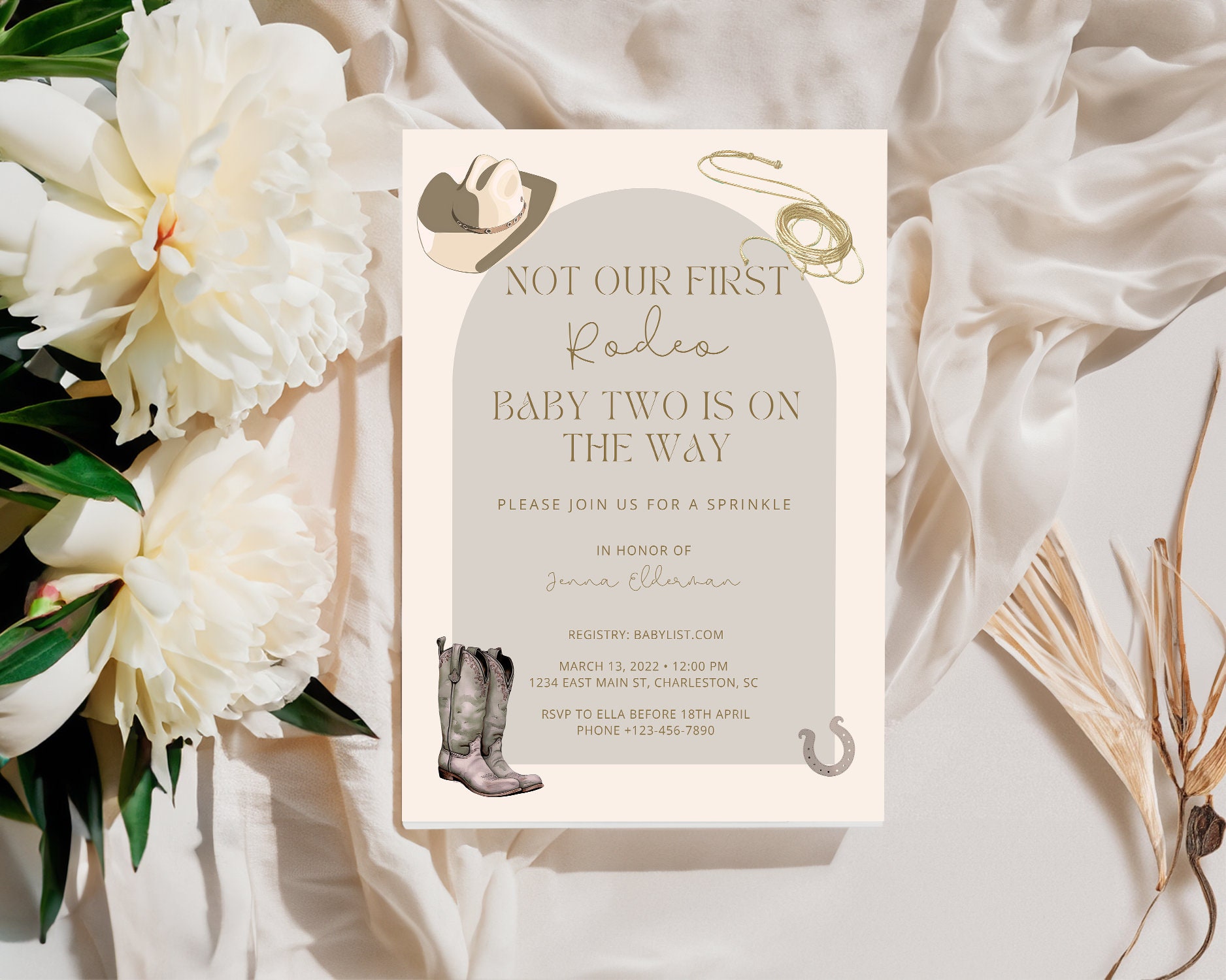 Not Her First Rodeo Baby Sprinkle Invitation Template, Not Our First ...