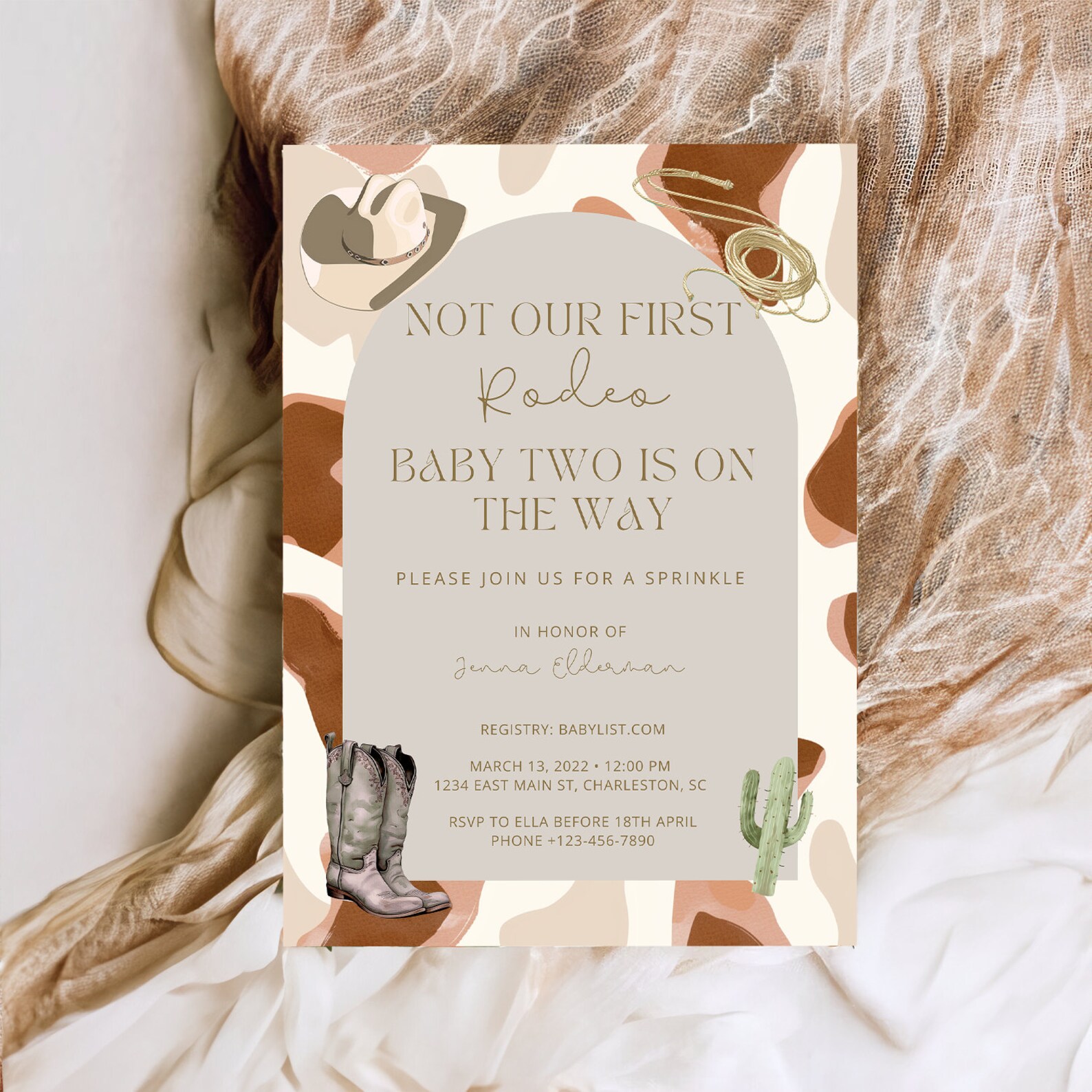 Not Her First Rodeo Baby Sprinkle Invitation Template, Not Our First ...