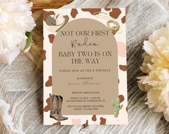 Not Her First Rodeo Baby Sprinkle Invitation Template - Etsy