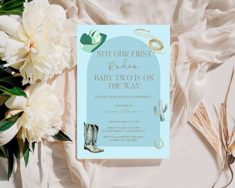 Not Her First Rodeo Baby Sprinkle Invitation Template, Not Our First ...