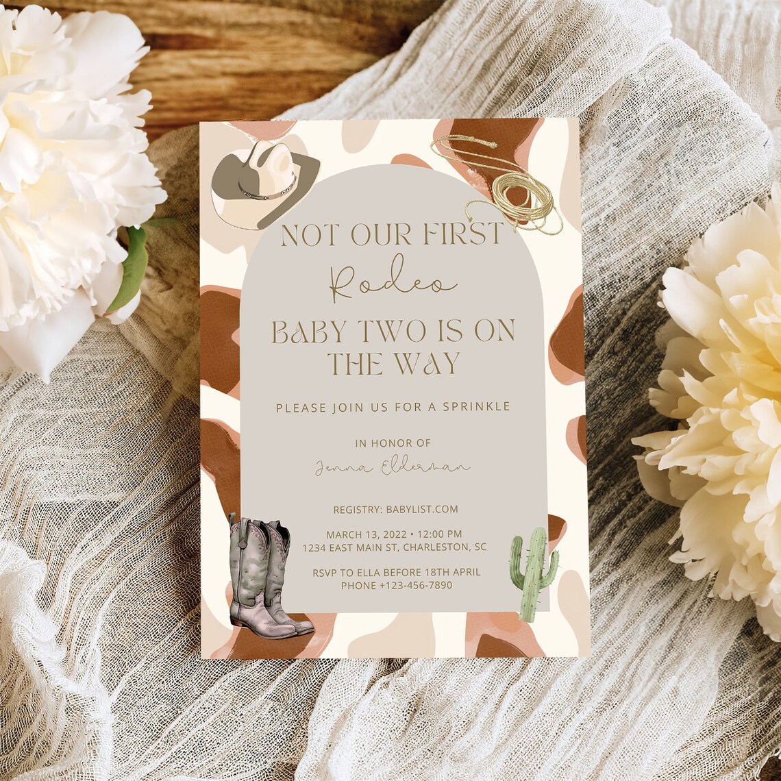 Not Her First Rodeo Baby Sprinkle Invitation Template, Not Our First ...