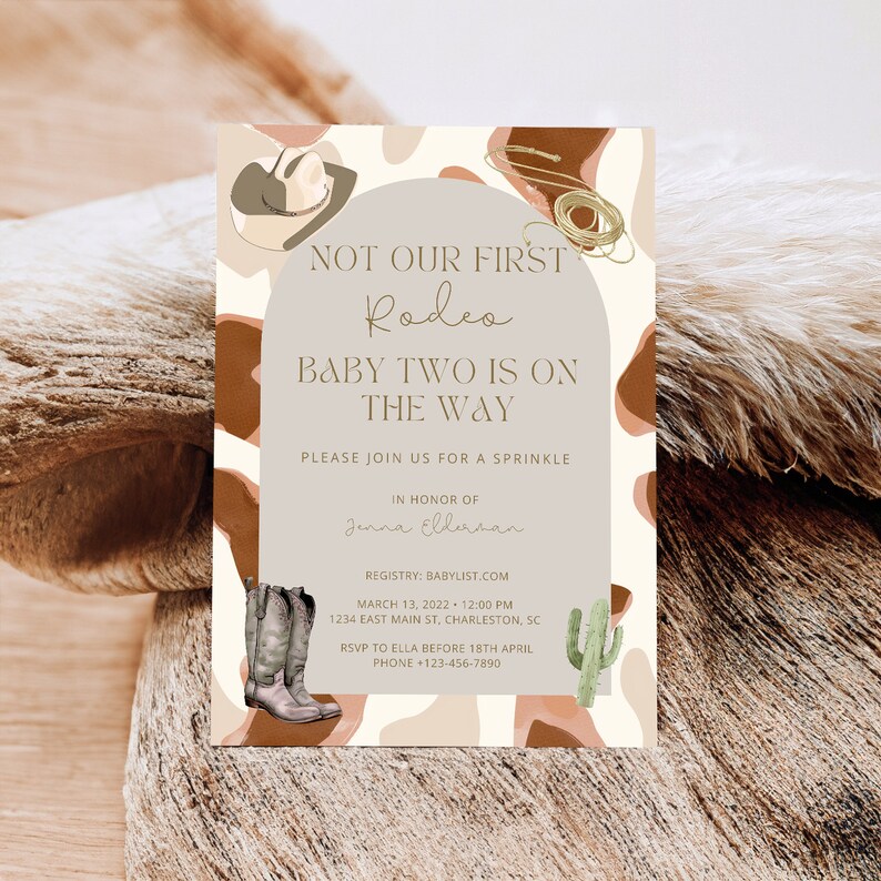 Not Her First Rodeo Baby Sprinkle Invitation Template, Not Our First ...