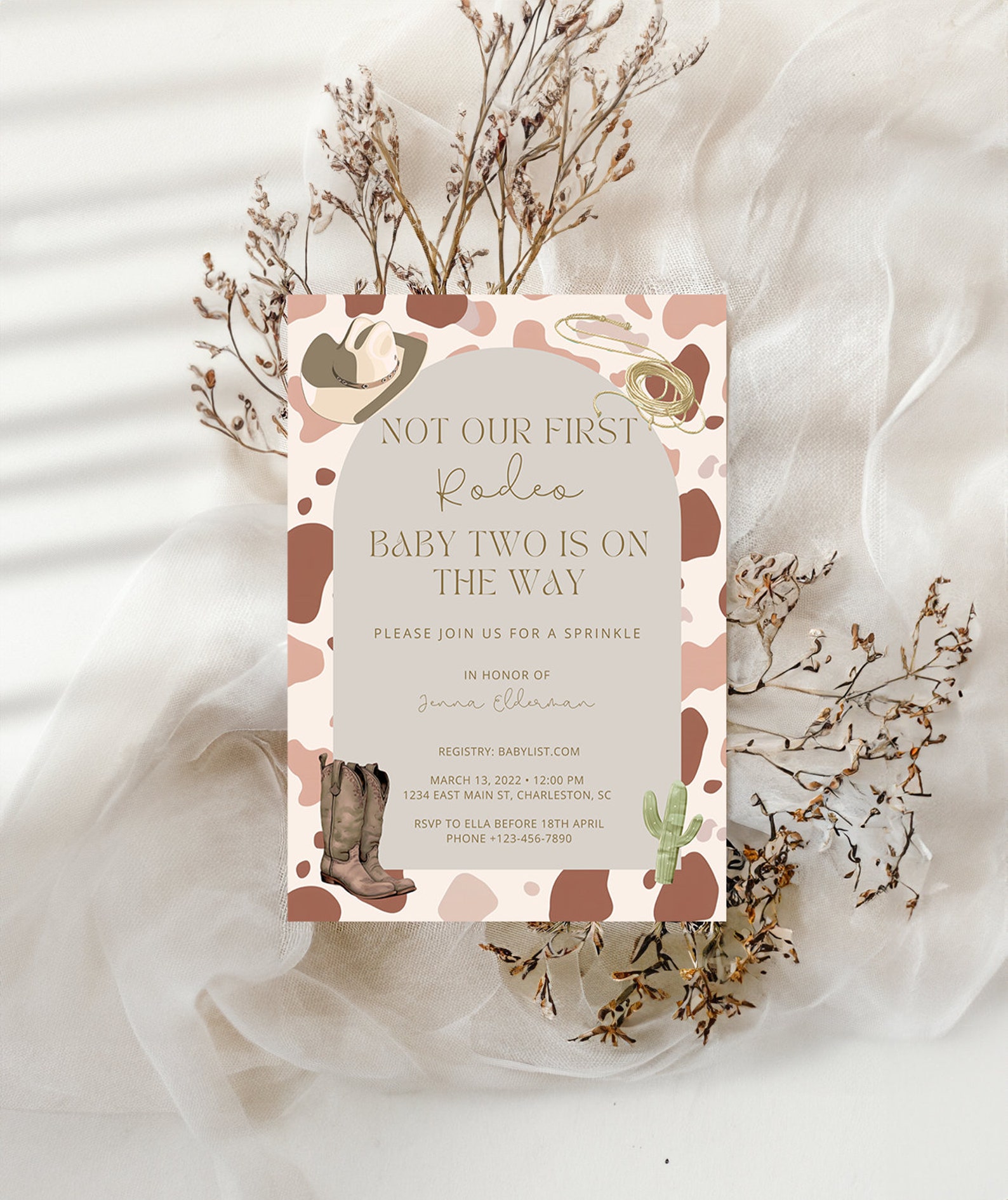 Not Her First Rodeo Baby Sprinkle Invitation Template, Not Our First ...