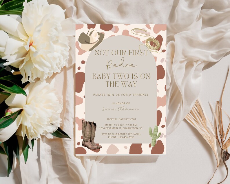 Not Her First Rodeo Baby Sprinkle Invitation Template, Not Our First ...