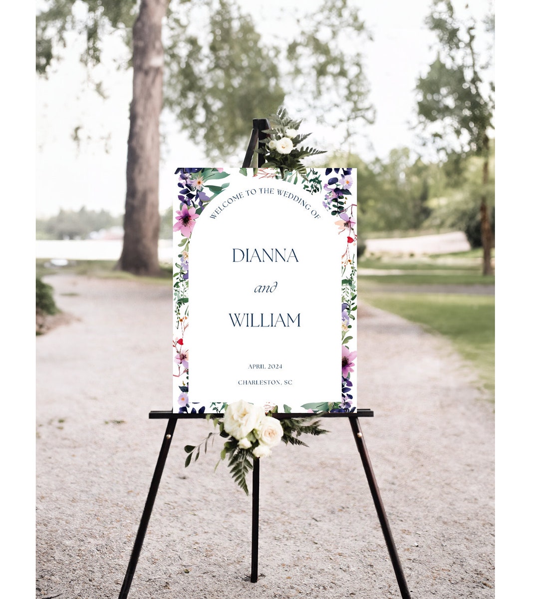 Spring Floral Wedding Welcome Sign, Watercolor Welcome Sign, Editable ...