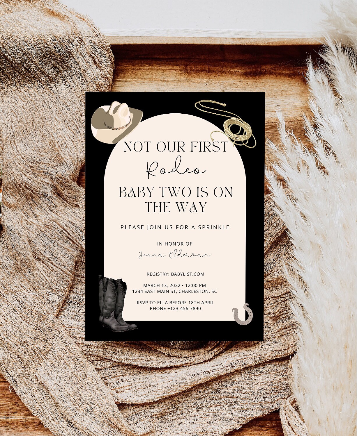 Not Her First Rodeo Baby Sprinkle Invitation Template, Not Our First ...