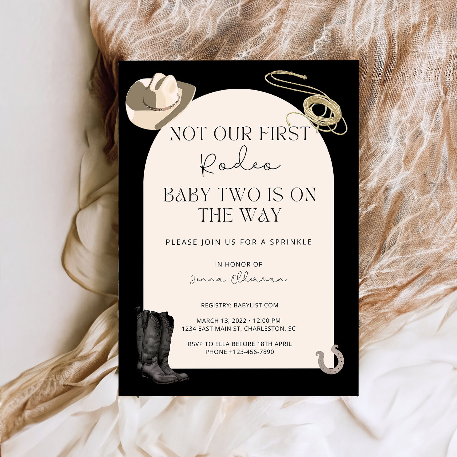 Not Her First Rodeo Baby Sprinkle Invitation Template, Not Our First ...