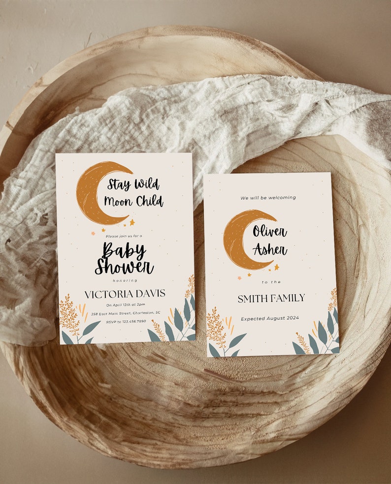 Stay Wild Moon Child Baby Shower Invitation Template, Baby Sprinkle ...