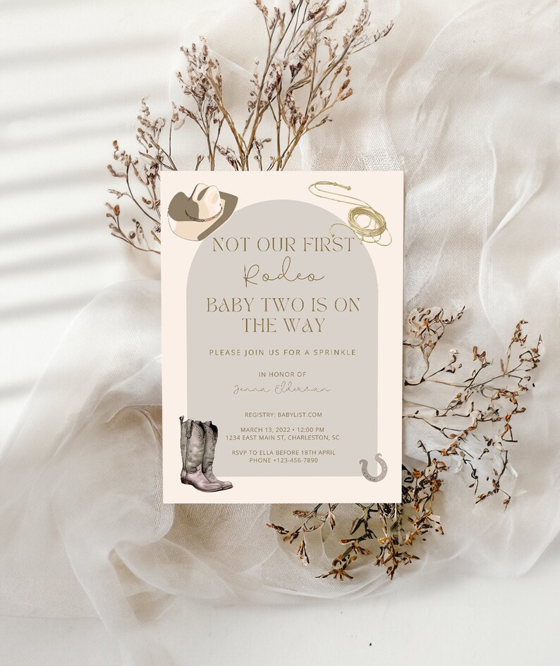Not Her First Rodeo Baby Sprinkle Invitation Template, Not Our First ...