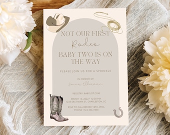 Not Her First Rodeo Baby Sprinkle Invitation Template - Etsy