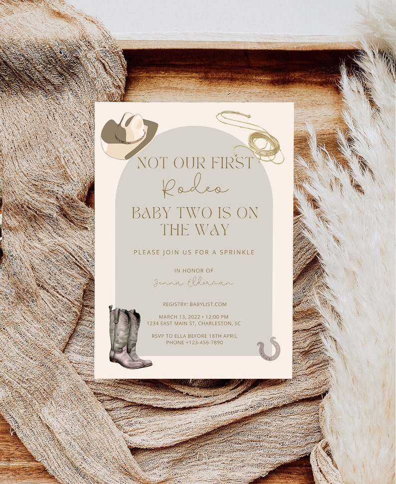 Not Her First Rodeo Baby Sprinkle Invitation Template, Not Our First ...