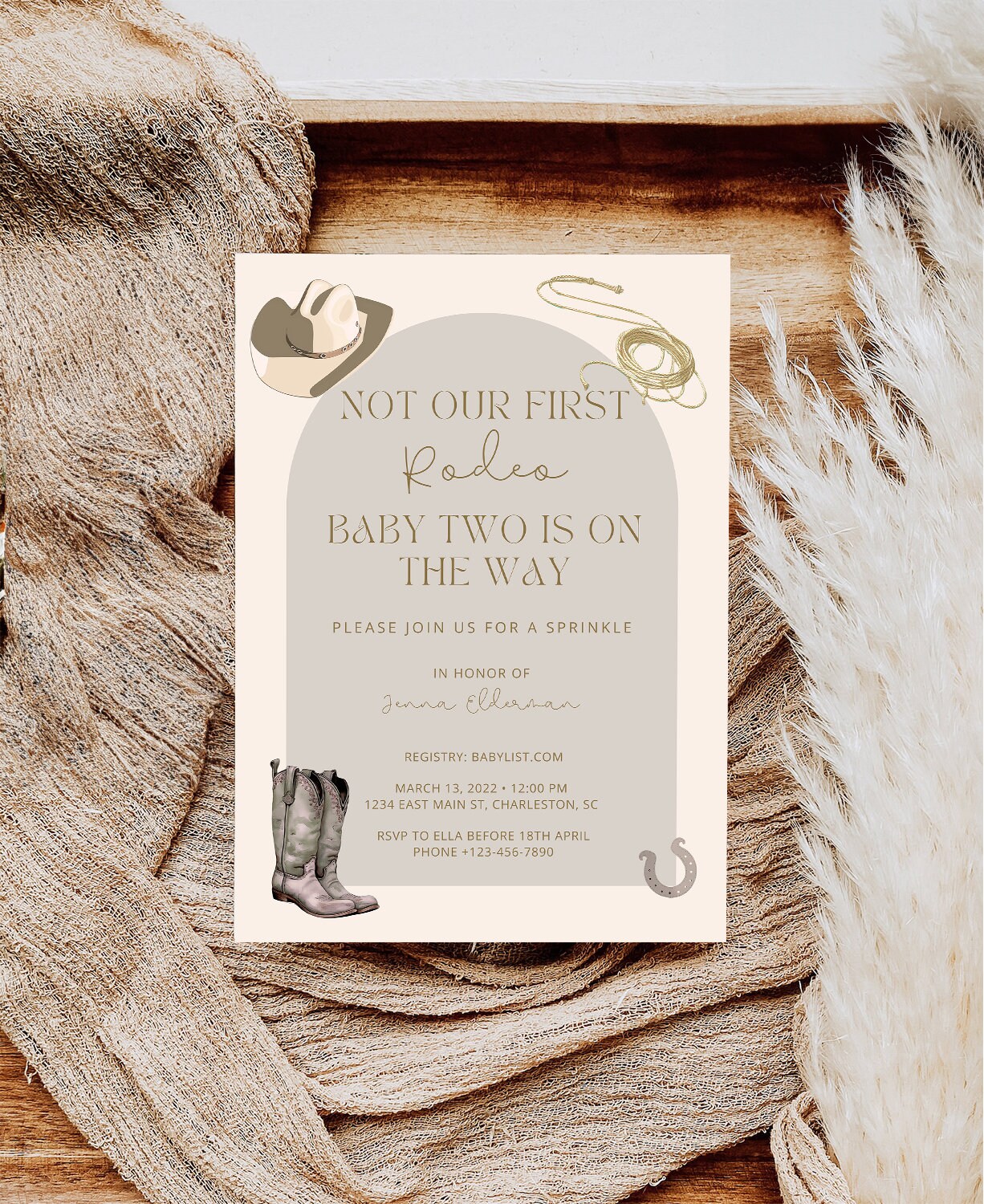 Not Her First Rodeo Baby Sprinkle Invitation Template, Not Our First ...