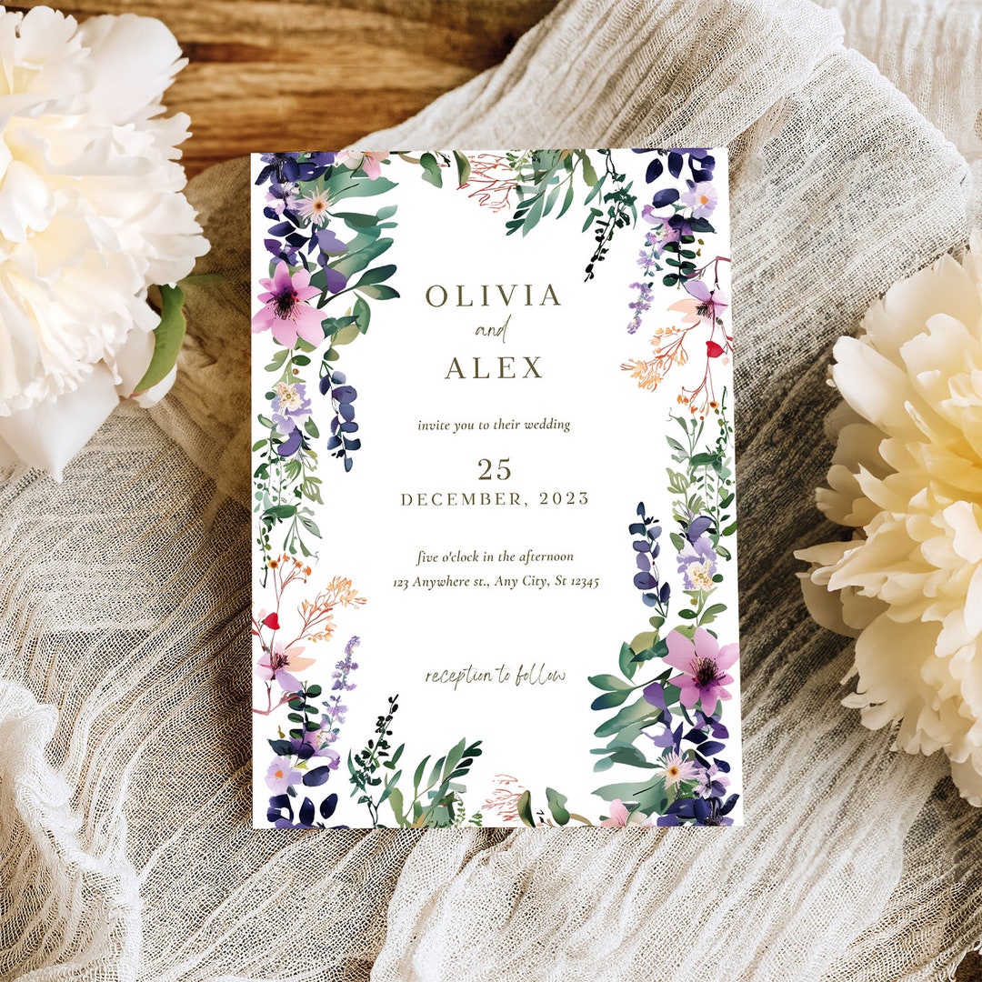 Spring Floral Wedding Invitation Set, Elegant Wedding Invitation ...