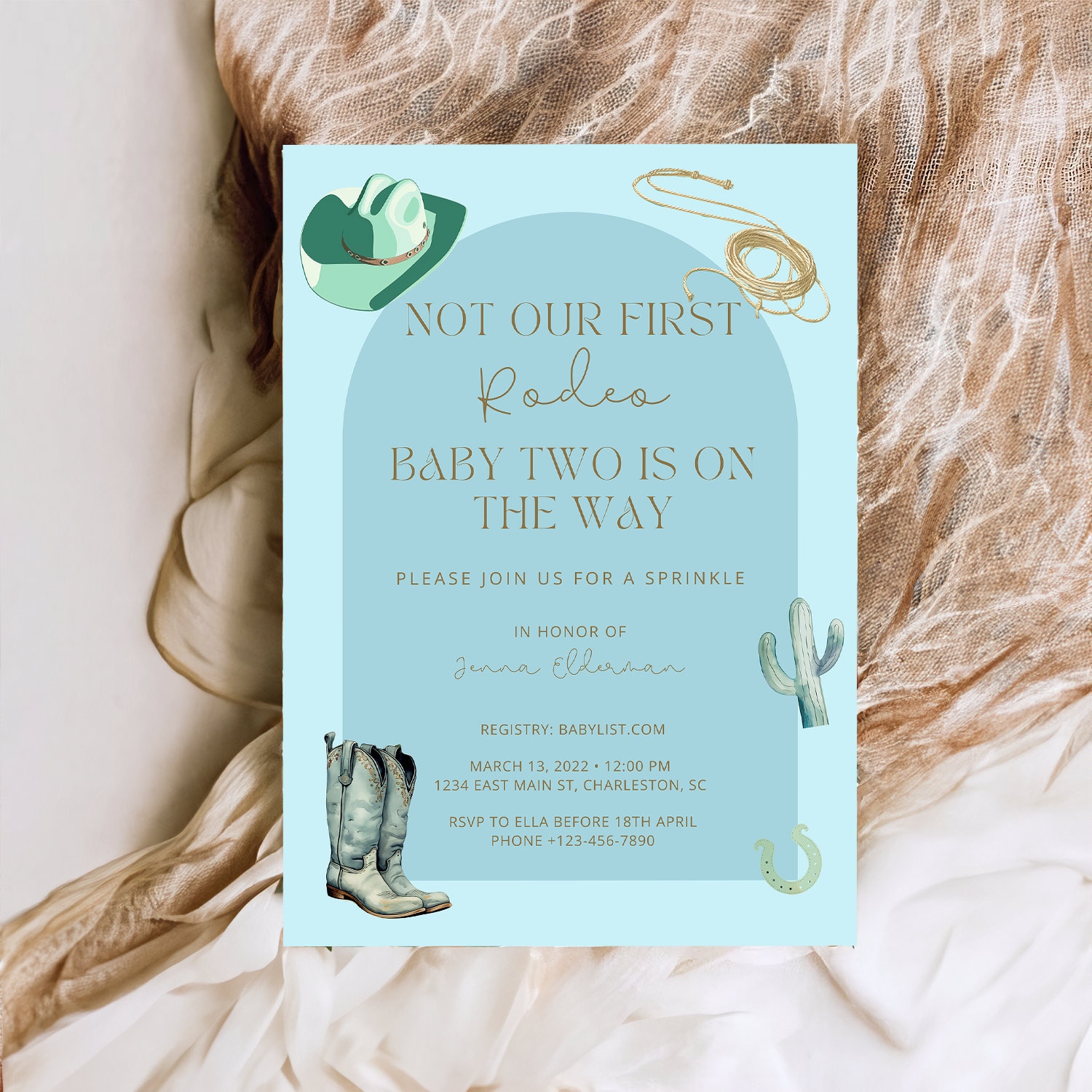Not Her First Rodeo Baby Sprinkle Invitation Template, Not Our First ...