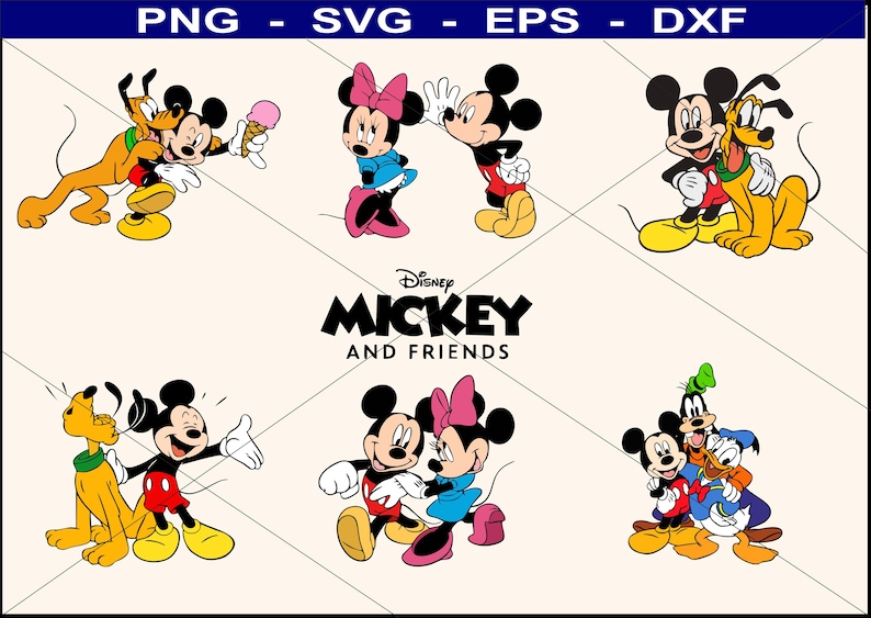 Caras de personajes de Mickey Mouse y sus amigos, Pluto, Goofy, Daisy ...