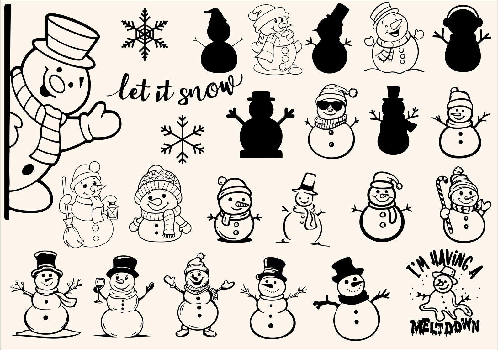 Snowman Dxf Svg Bundle, Snowman Silhouette, Snowman Clipart Png ...