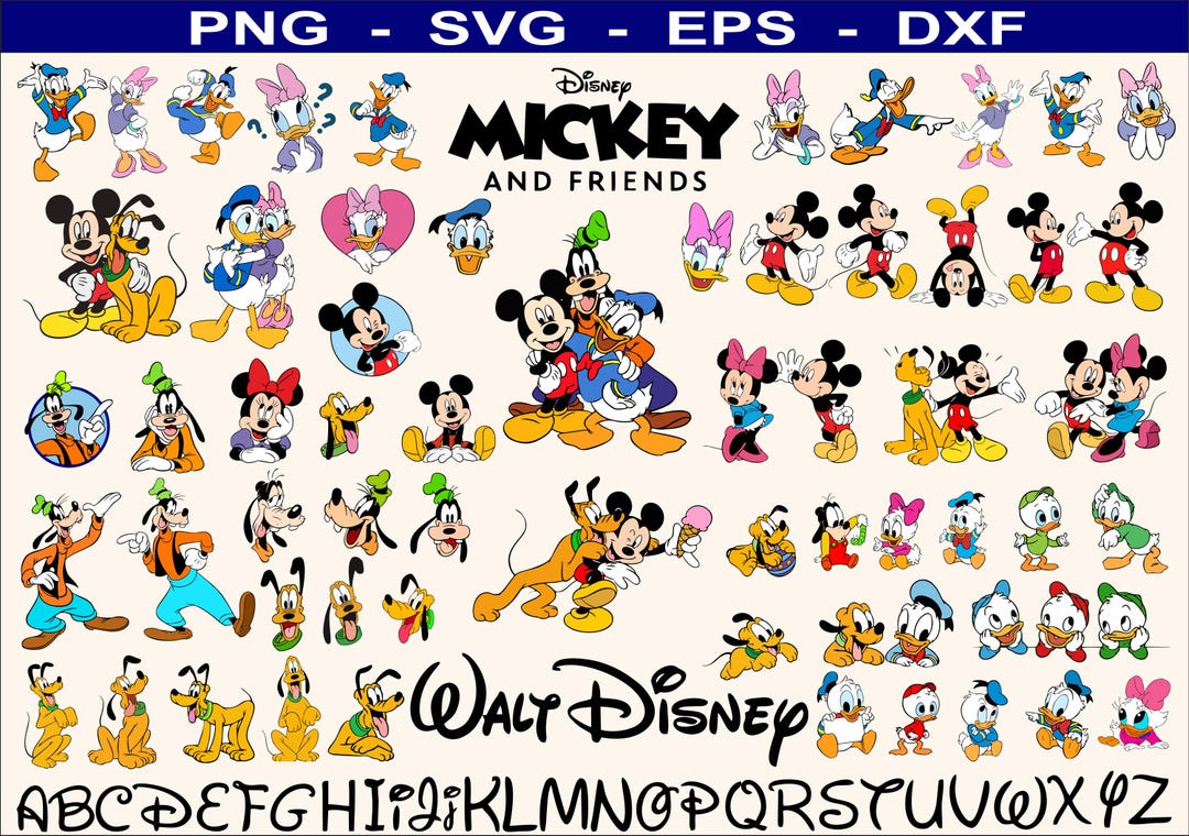 Mickey Mouse and Friends Pluto Goofy Daisy Donald Minnie Character ...