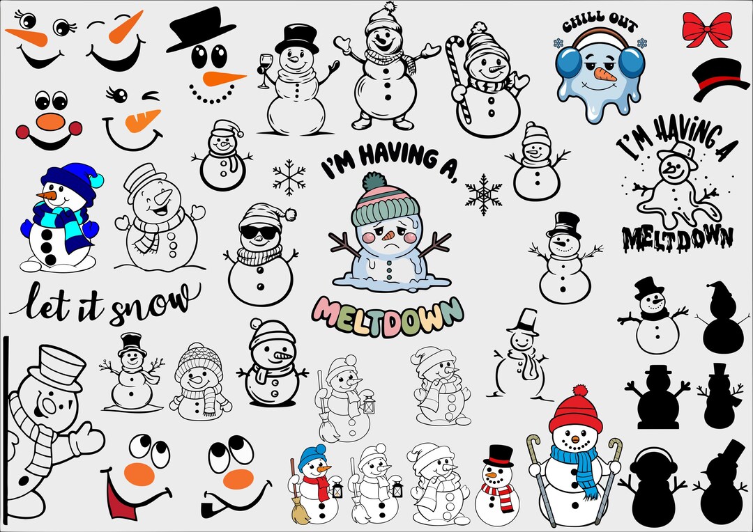 Snowman Dxf Svg Bundle, Snowman Silhouette, Snowman Clipart Png ...