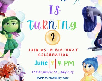 Inside Out Birthday Invitation Card - Etsy