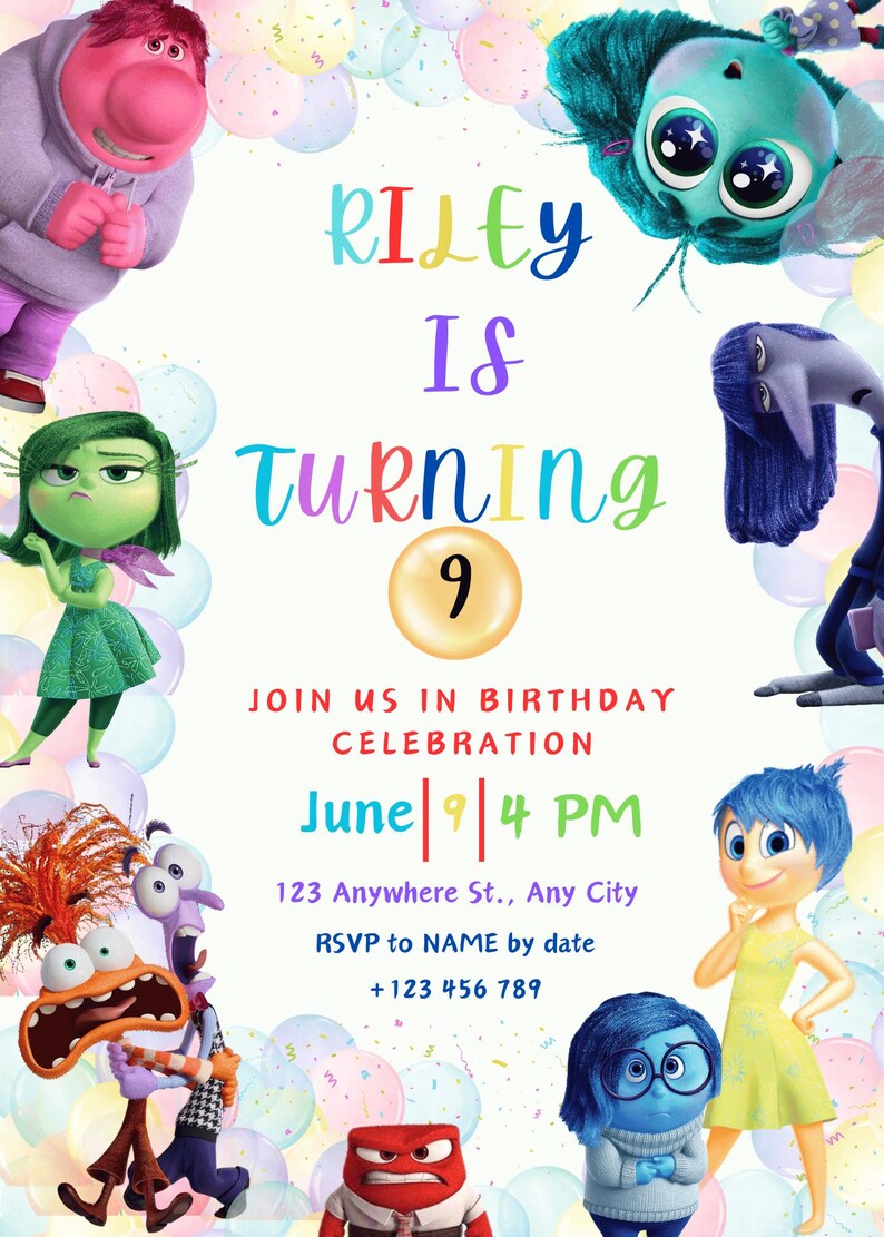 Inside Out Birthday Invitation Card - Etsy