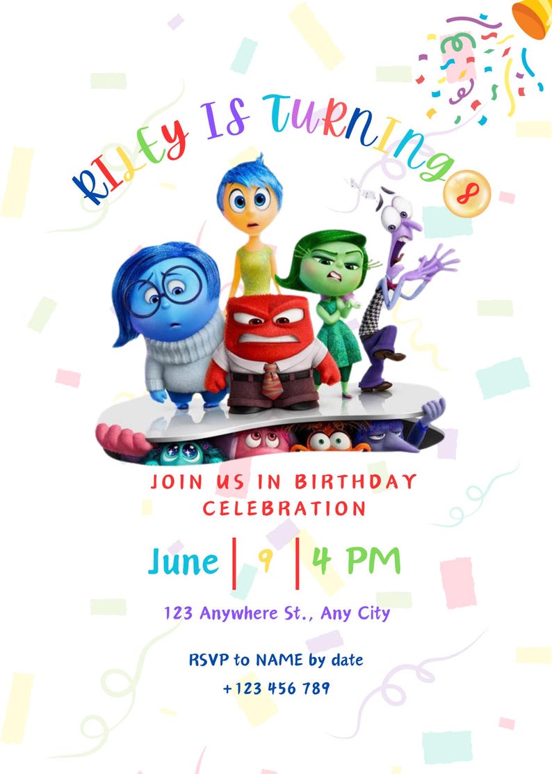 Inside Out 2 Birthday Invitation Editable in Canva - Etsy