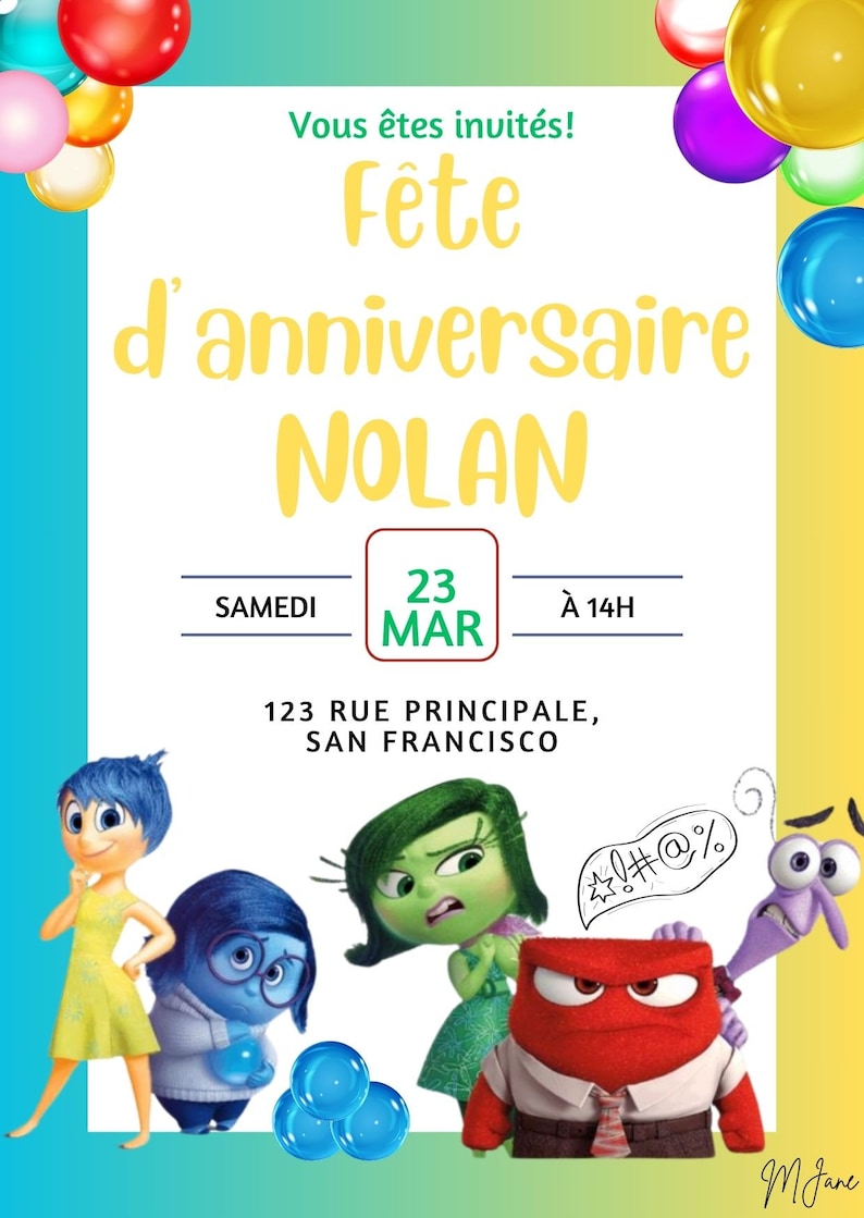 Inside Out Birthday Invitation Card (digital/printable & Editable Canva ...