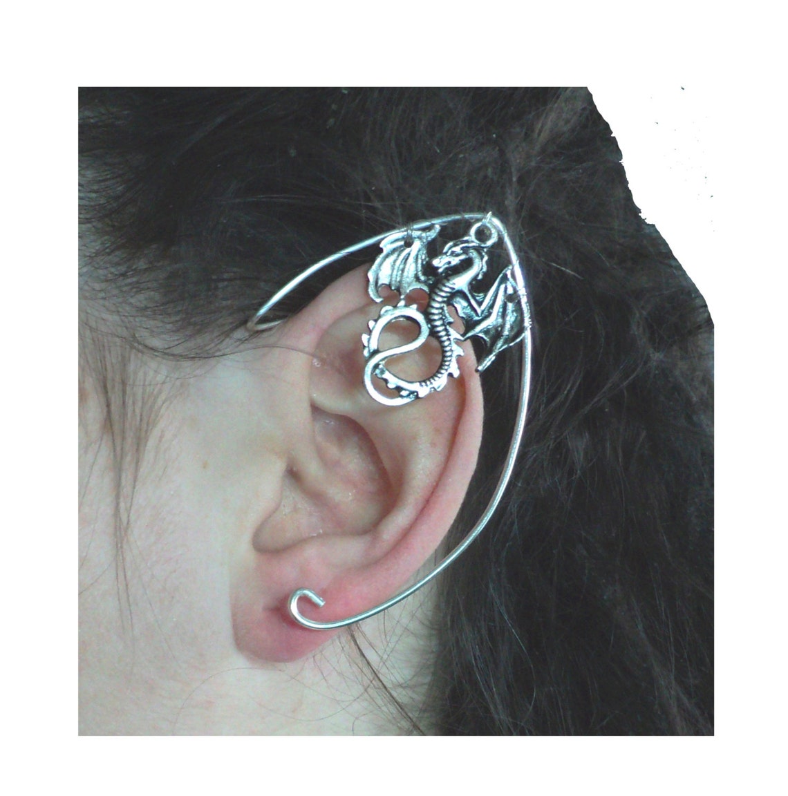 Dragón de plata fae larp puntiagudo remolino de orejas élficas orejas ...