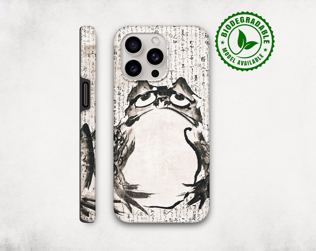 Vintage Japanese Frog Phone Case, Biodegradable Phone Case, Eco ...