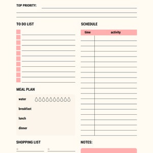 Minimalist Daily Planner, Simple Productivity Planner, Daily Hourly ...