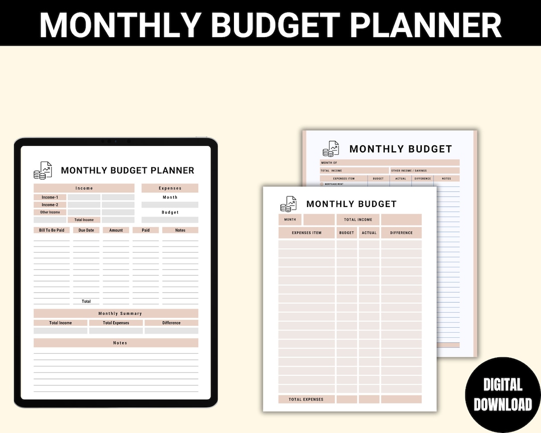 Editable Monthly Budget Planner: Finance Tracker (digital Download) - Etsy