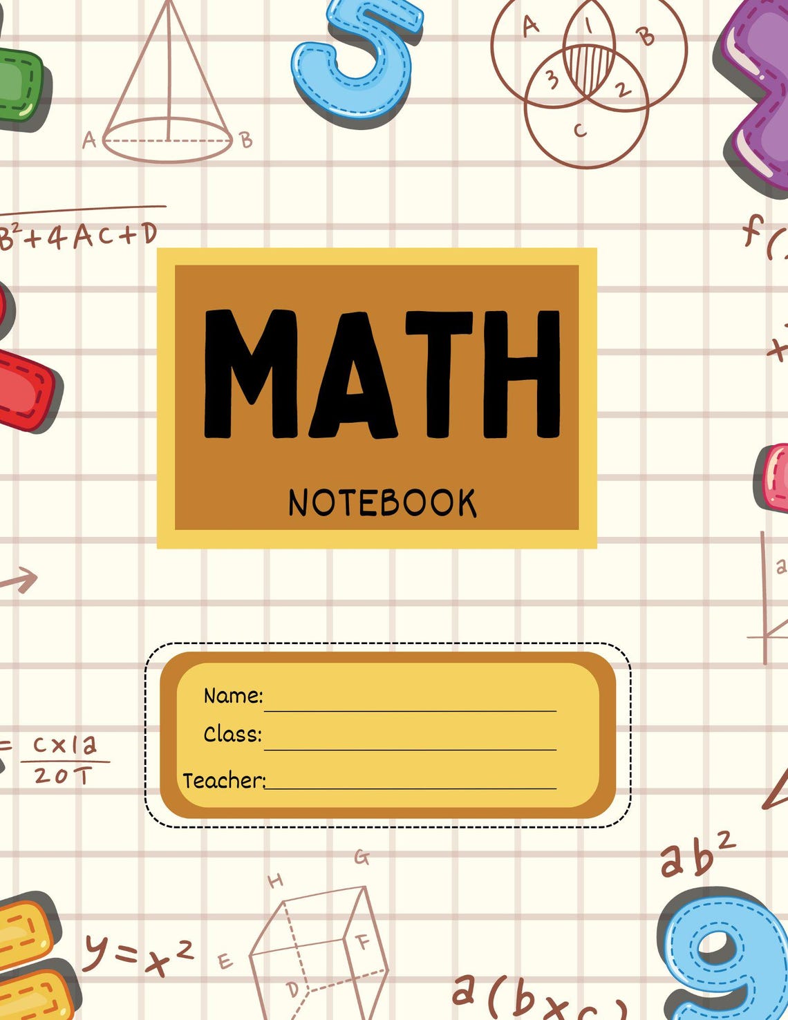 Personalized Grid-lined Math Notebook- 100 Customized Graph Paper Pages ...