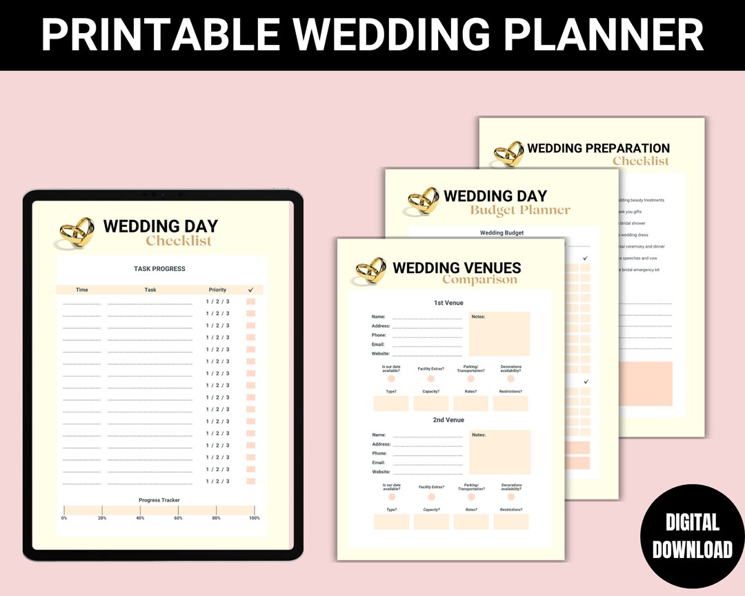 Personalized Wedding Planner: Minimalist Printable Wedding Journal ...