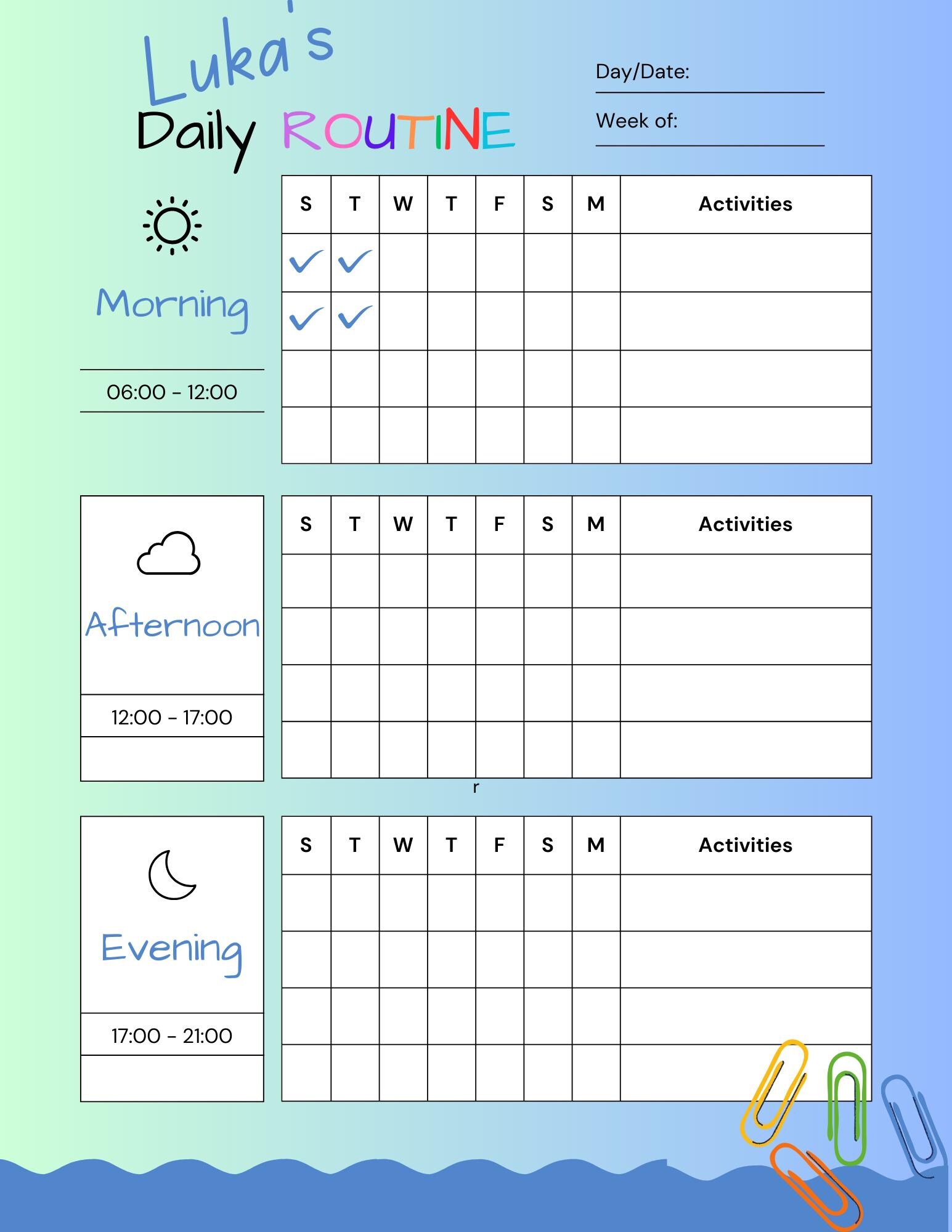Printable Daily Schedule for Kids Routine Chart, Visual Schedule ...