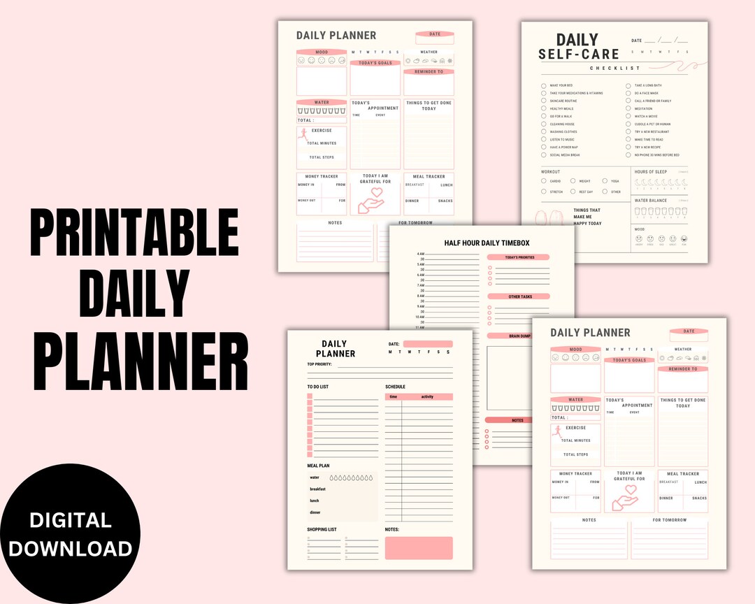 Minimalist Daily Planner, Simple Productivity Planner, Daily Hourly ...