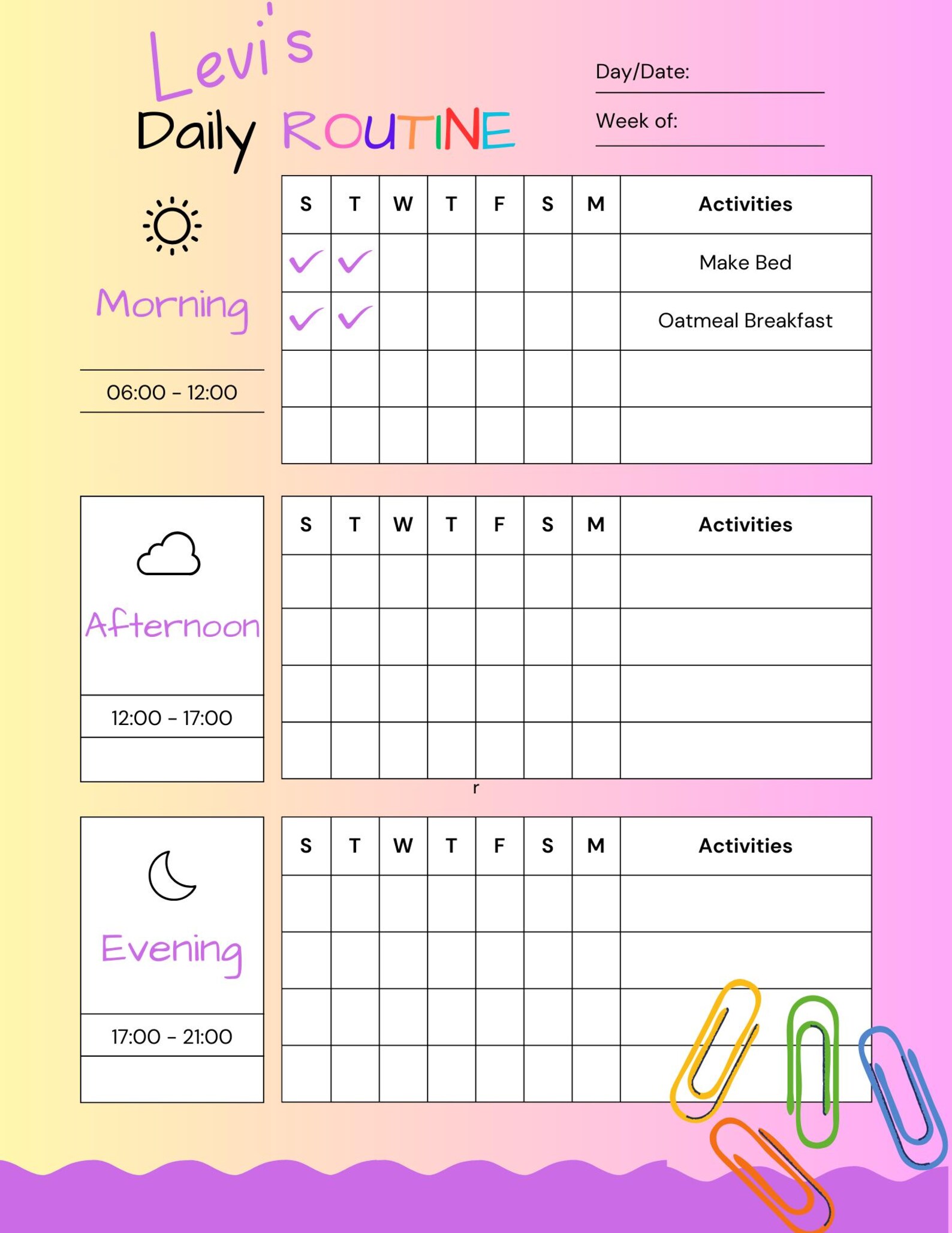 Printable Daily Schedule for Kids Routine Chart, Visual Schedule ...