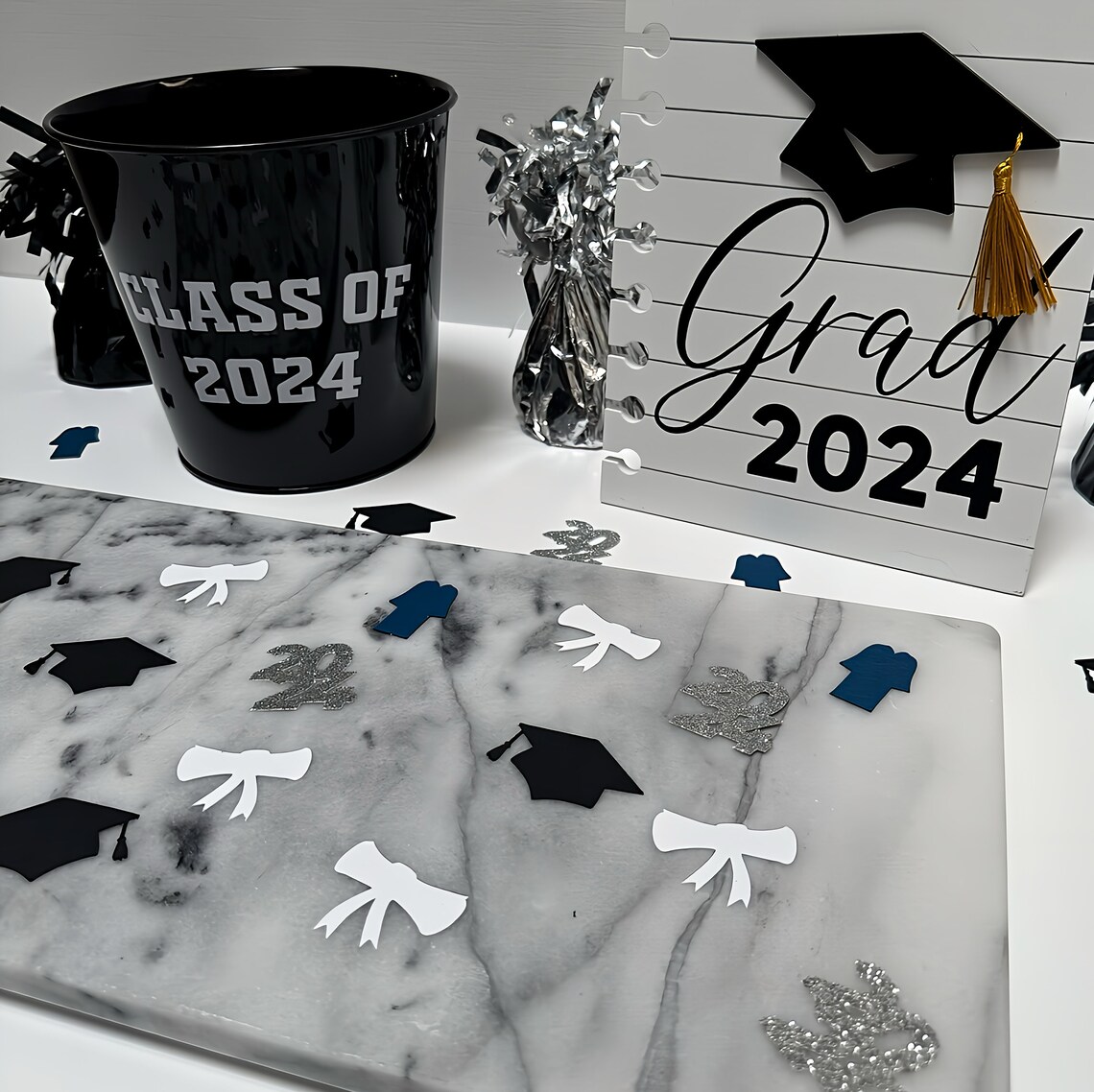 Graduation Cap Confetti Custom Colors Gown and Diploma 2024 ...