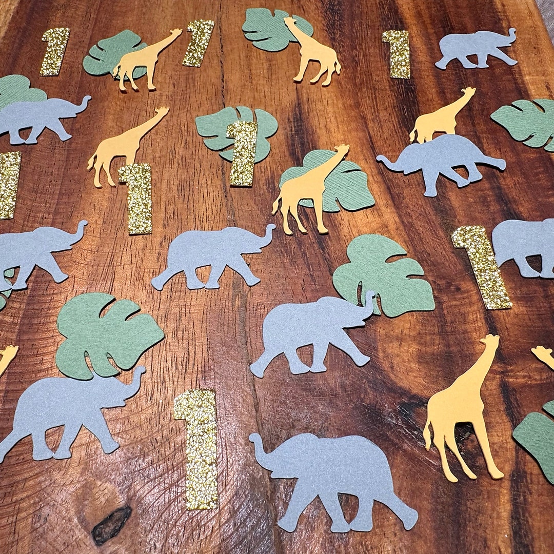 Safari Birthday Confetti - Custom Colors & Age Number - Two Wild Table ...