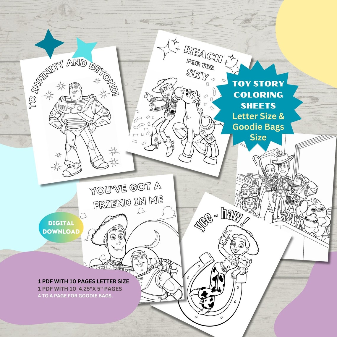 Toy Story Coloring Pages, Digital Download, Toy Story Colouring, Toy ...