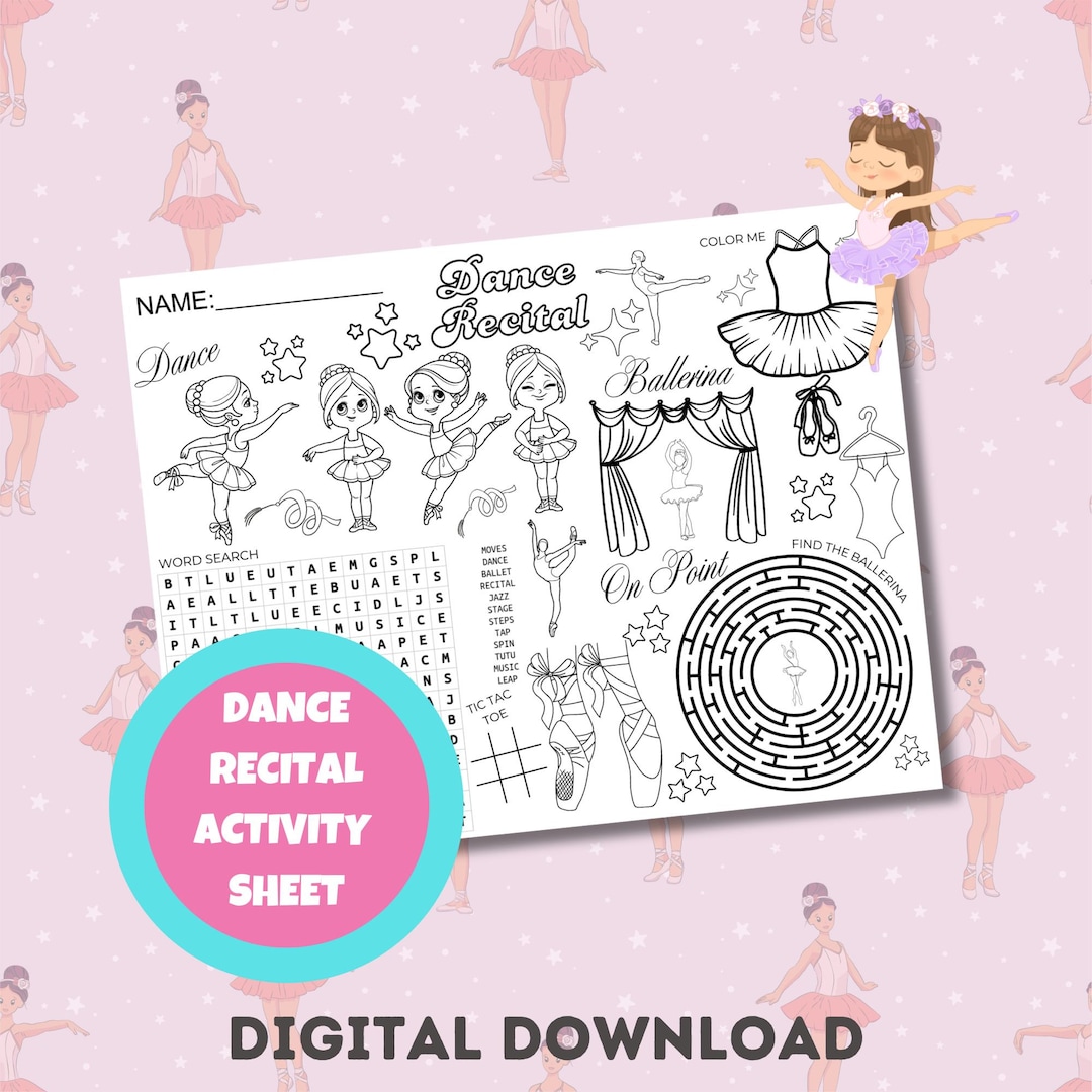Dance Recital Activity Sheet, Dance Placemat, Digital Download ...