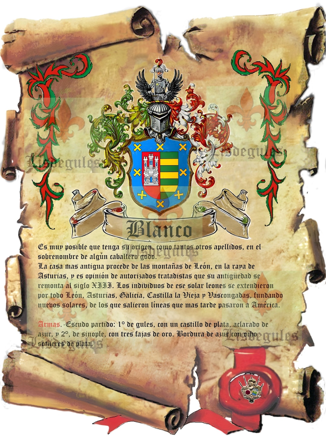 Blanco Surname Scroll to Print and Frame. - Etsy