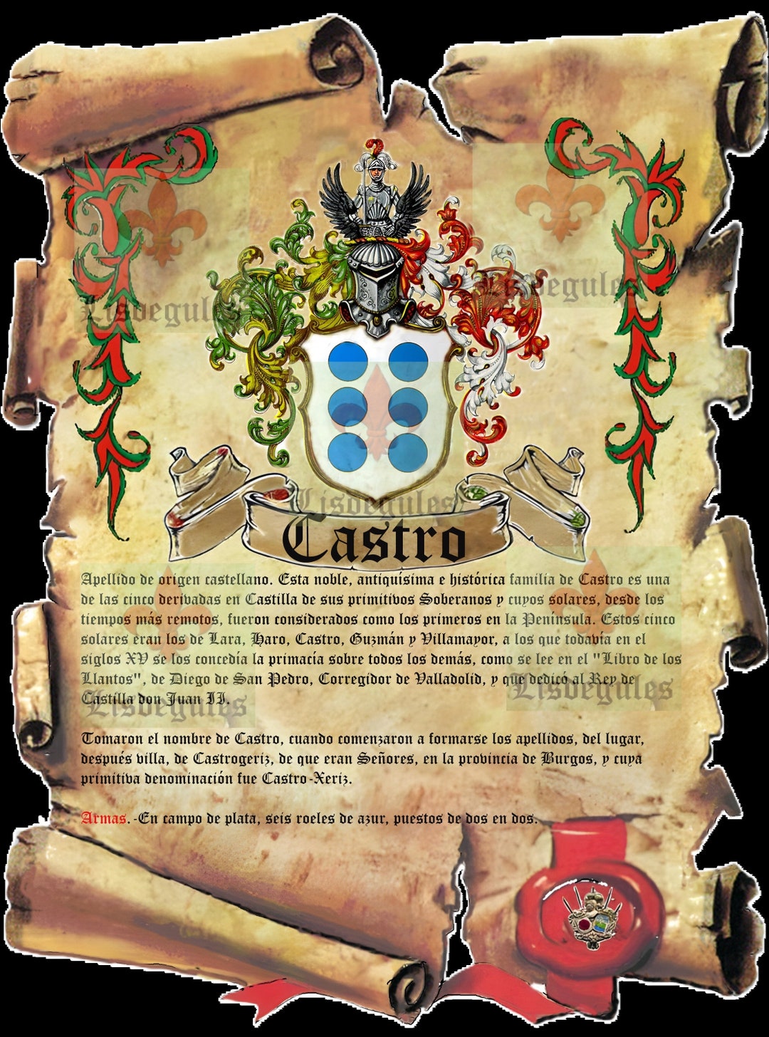 Castro Surname Scroll to Print and Frame. - Etsy