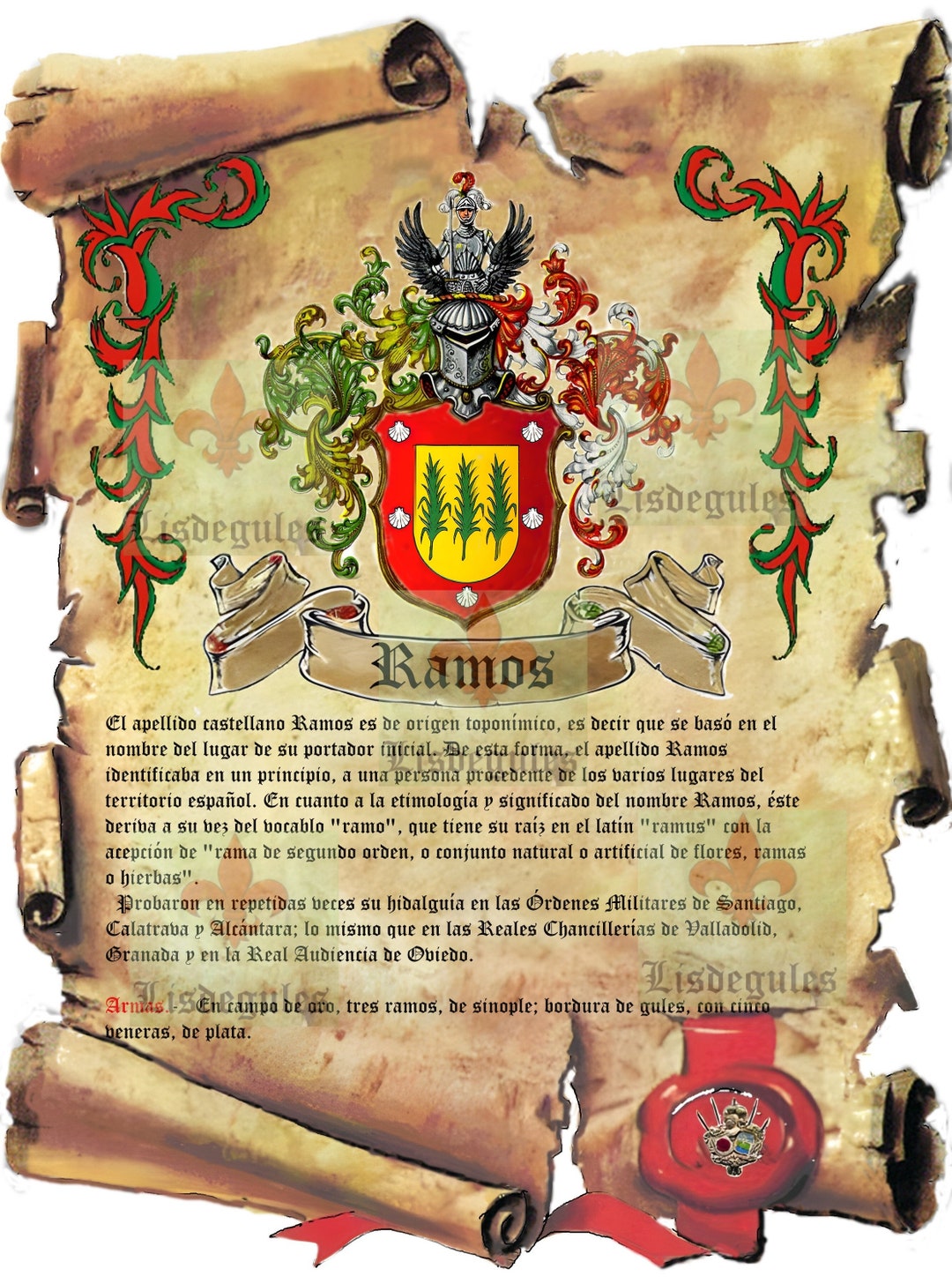 Ramos Surname Scroll to Print and Frame. Available for Download in ...