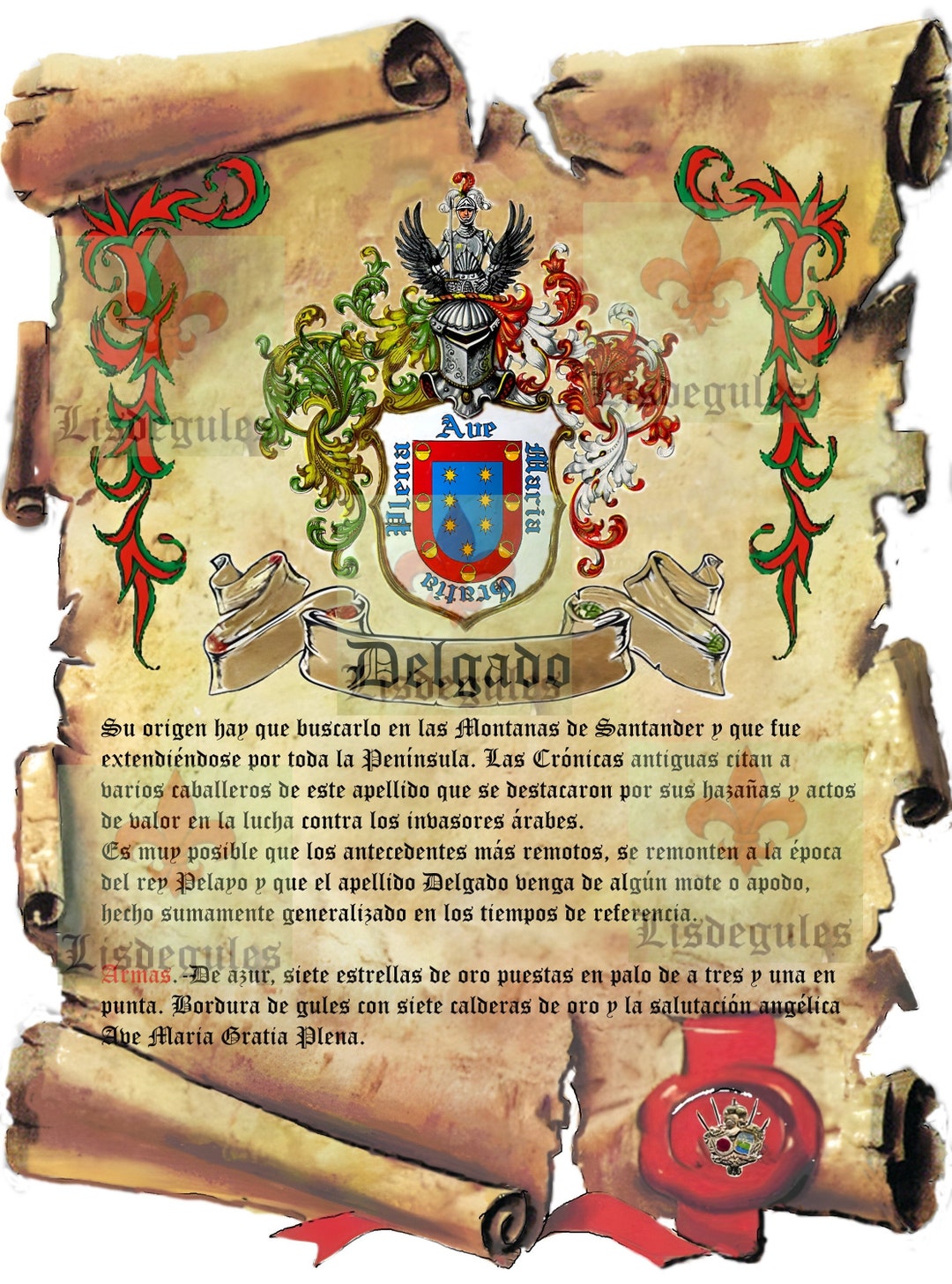 Delgado Surname Scroll to Print and Frame. - Etsy