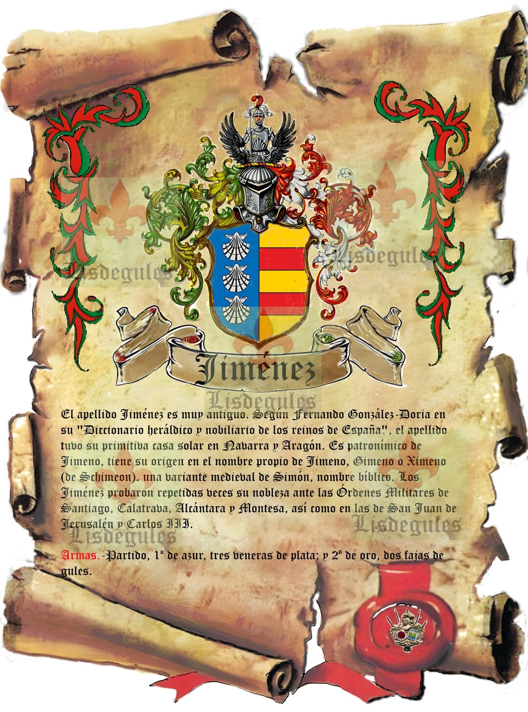 Jiménez Surname Scroll to Print and Frame. Available for Download in ...