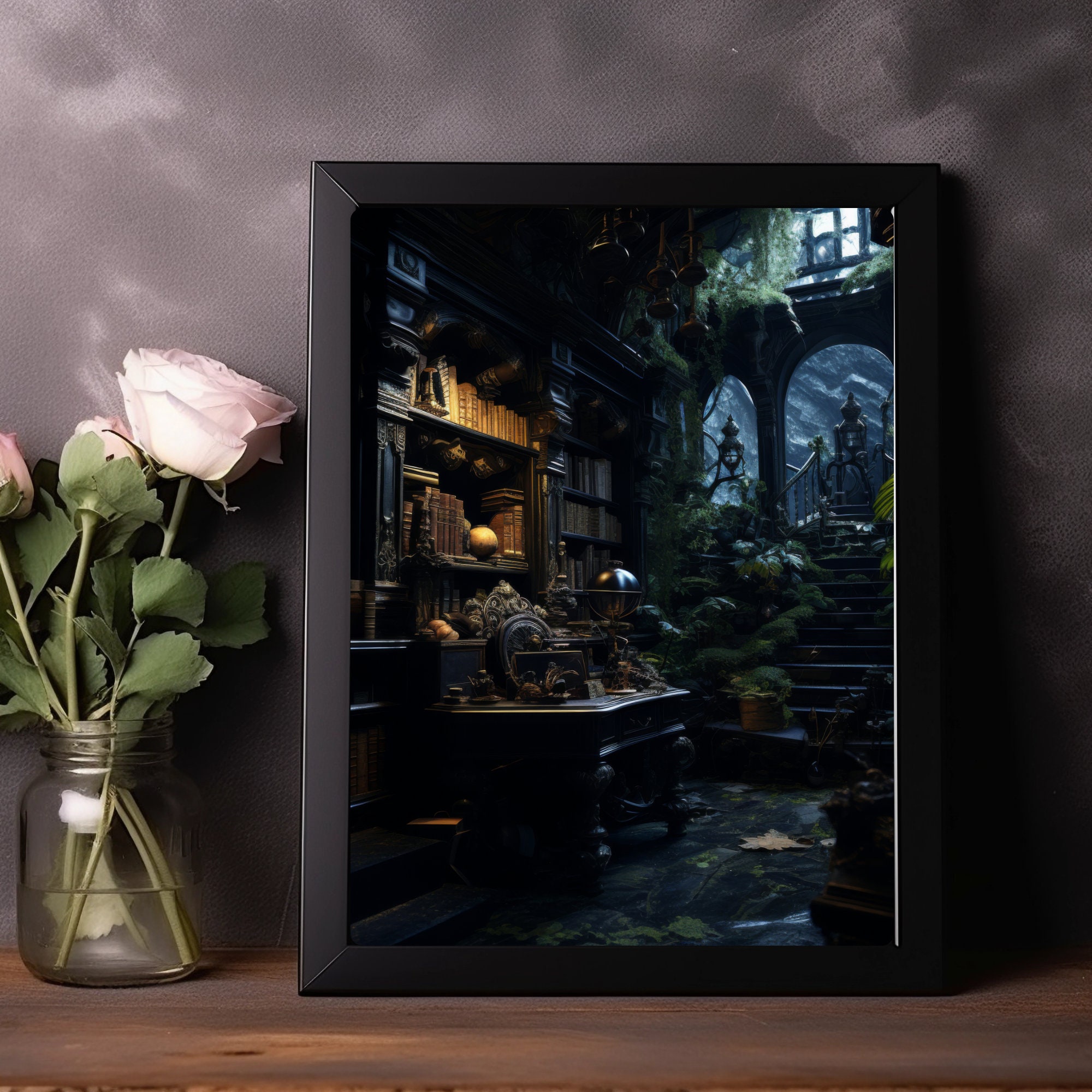 Dark Academia Decor & Dark Library Prints | Set of 6 Bookish, Gothic ...