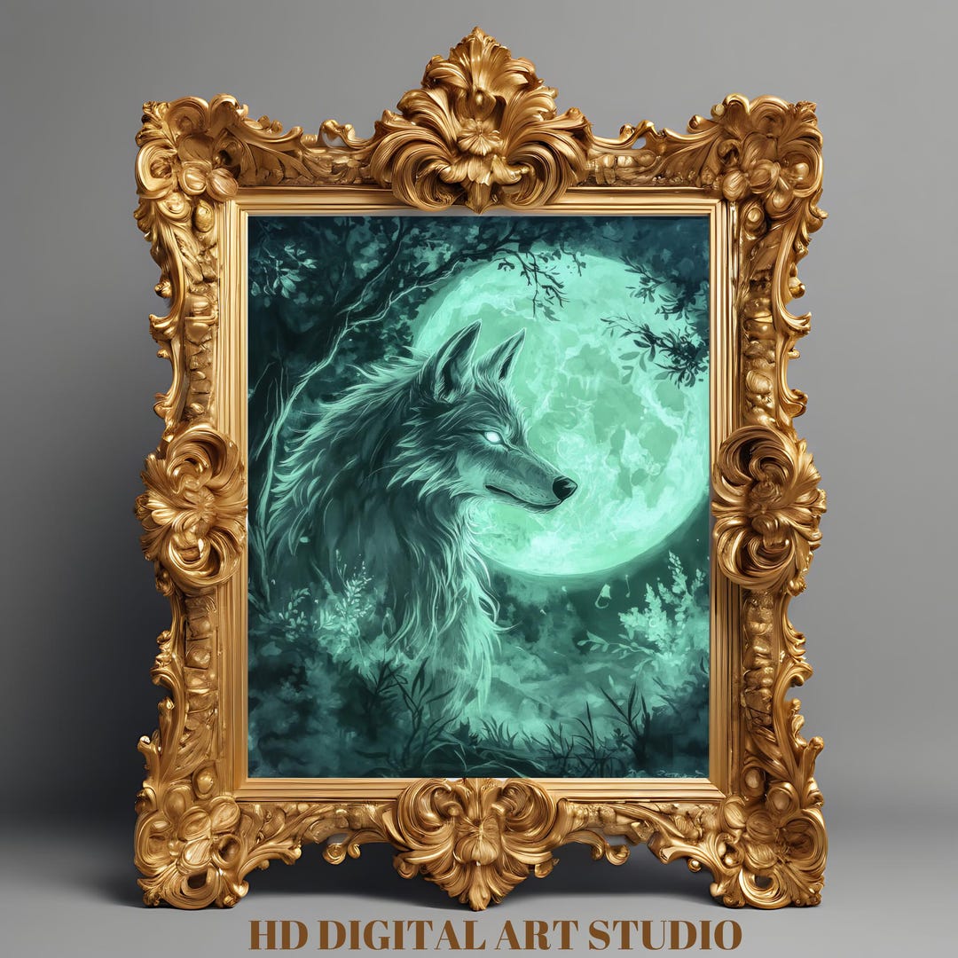 Creepy Forest Wolf Painting Printable, Moody Cottagecore Wall Art, Dark ...